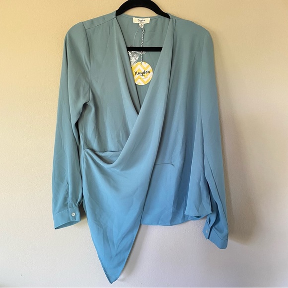Hayden | Tops | Nwt Hayden Los Angeles Blue Green Teal Faux Wrap Blouse ...